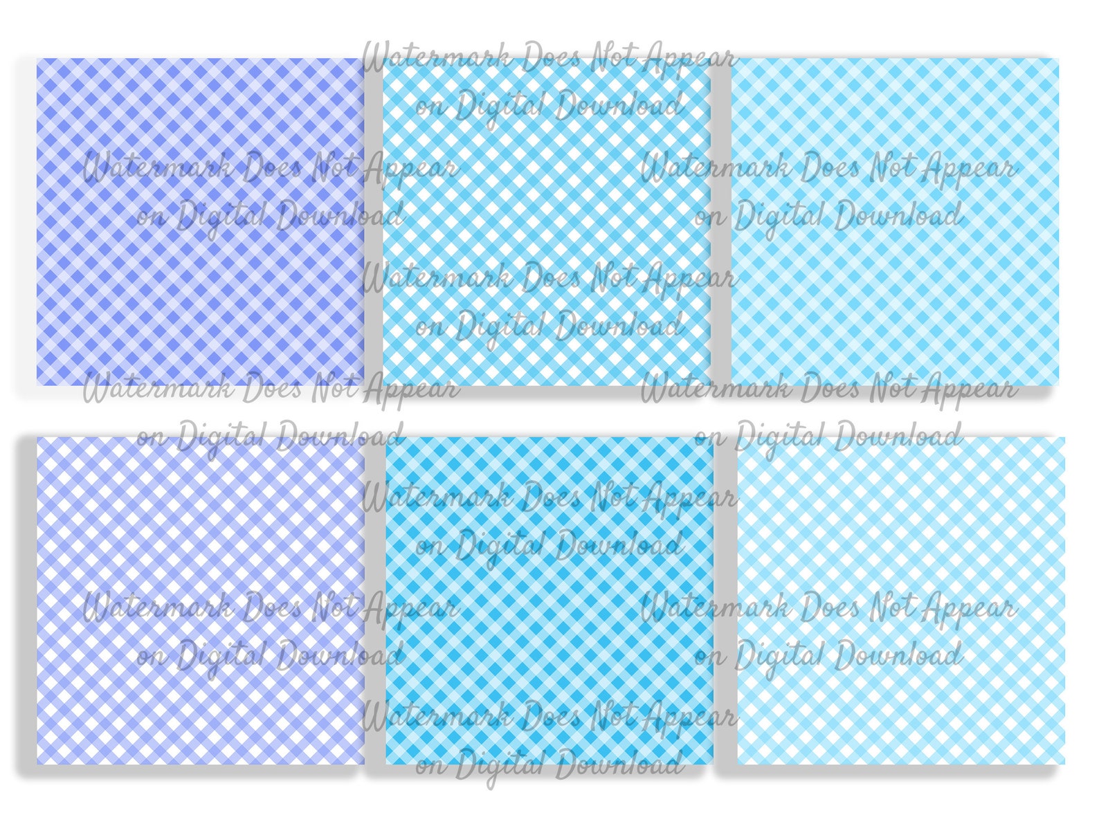 24 Gingham Papers, Periwinkle Pattern, Blue Green Check Papers, Digital ...