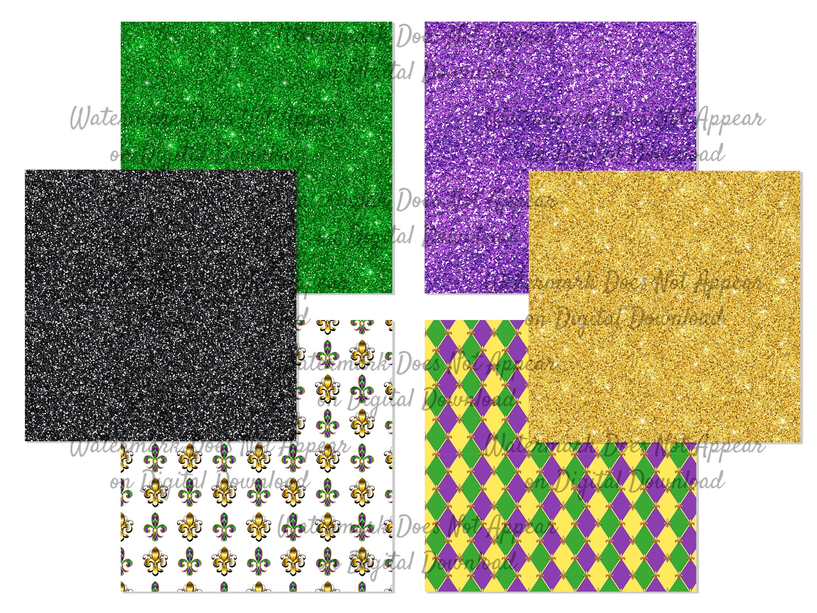 Mardi Gras Clip Art Bundle, 12 Paper Pack Set, Beads Masks Jesters ...