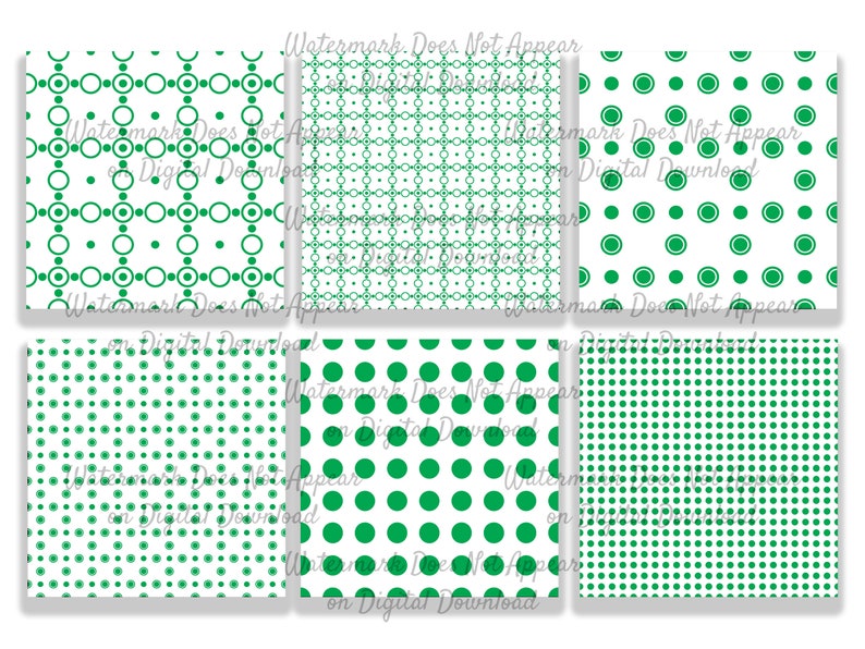 24 Green and White Polka Dot Patterns, Polka Dots Digital Paper, Green ...