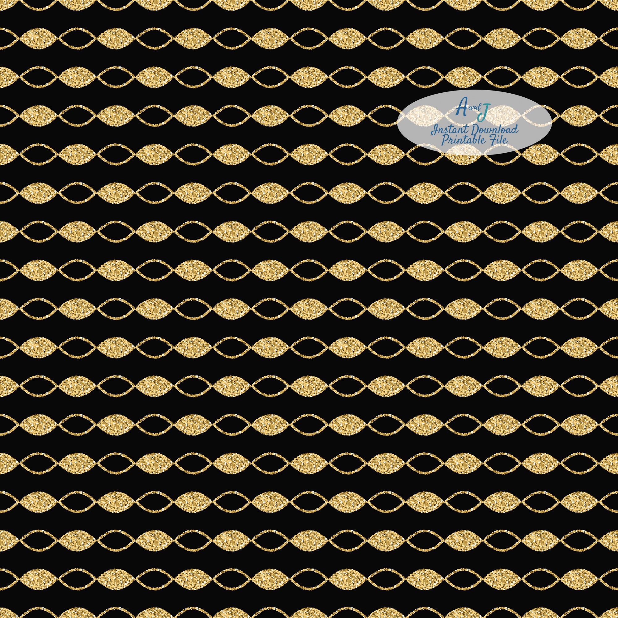 12 Gold and Black Holiday Paper Set, Seamless Christmas Pattern ...