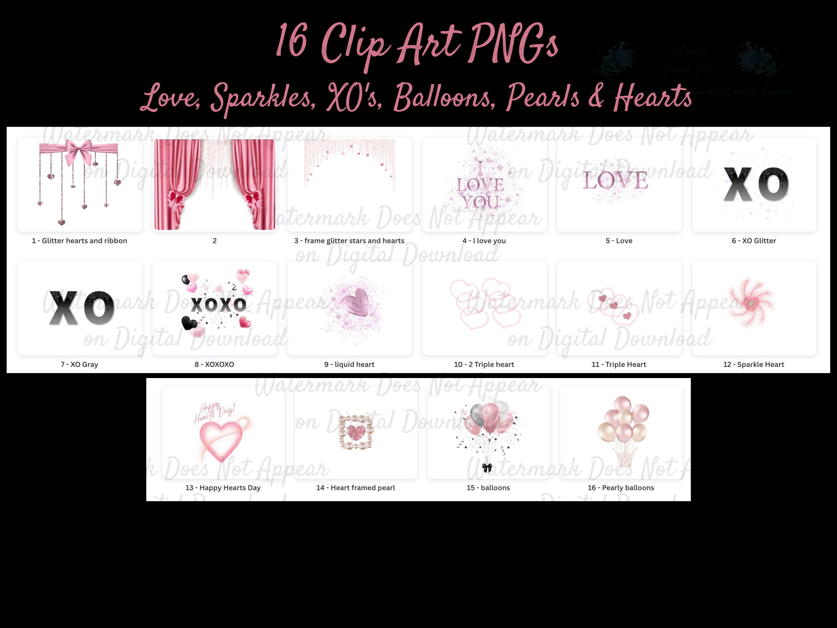 Valentine's Day Hearts, Clipart Background Set, Valentine Digital Paper ...