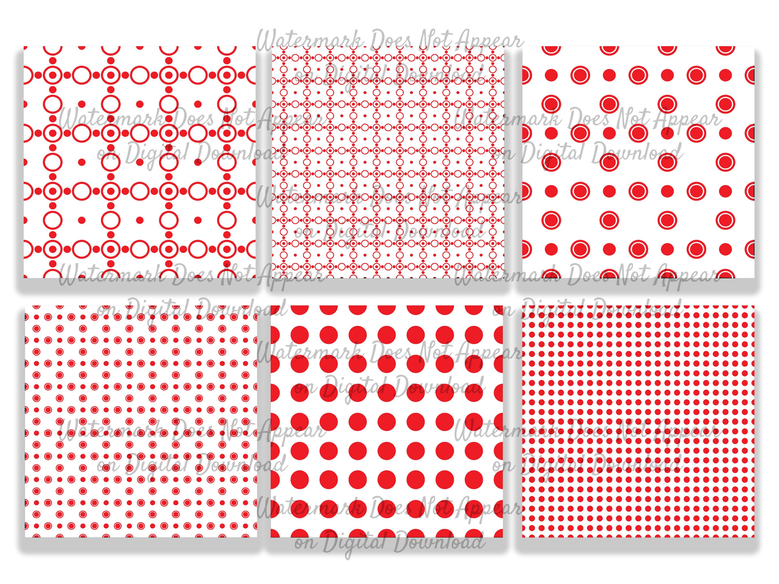 24 Red and White Polka Dot Patterns, Polka Dots Digital Paper, Red and ...