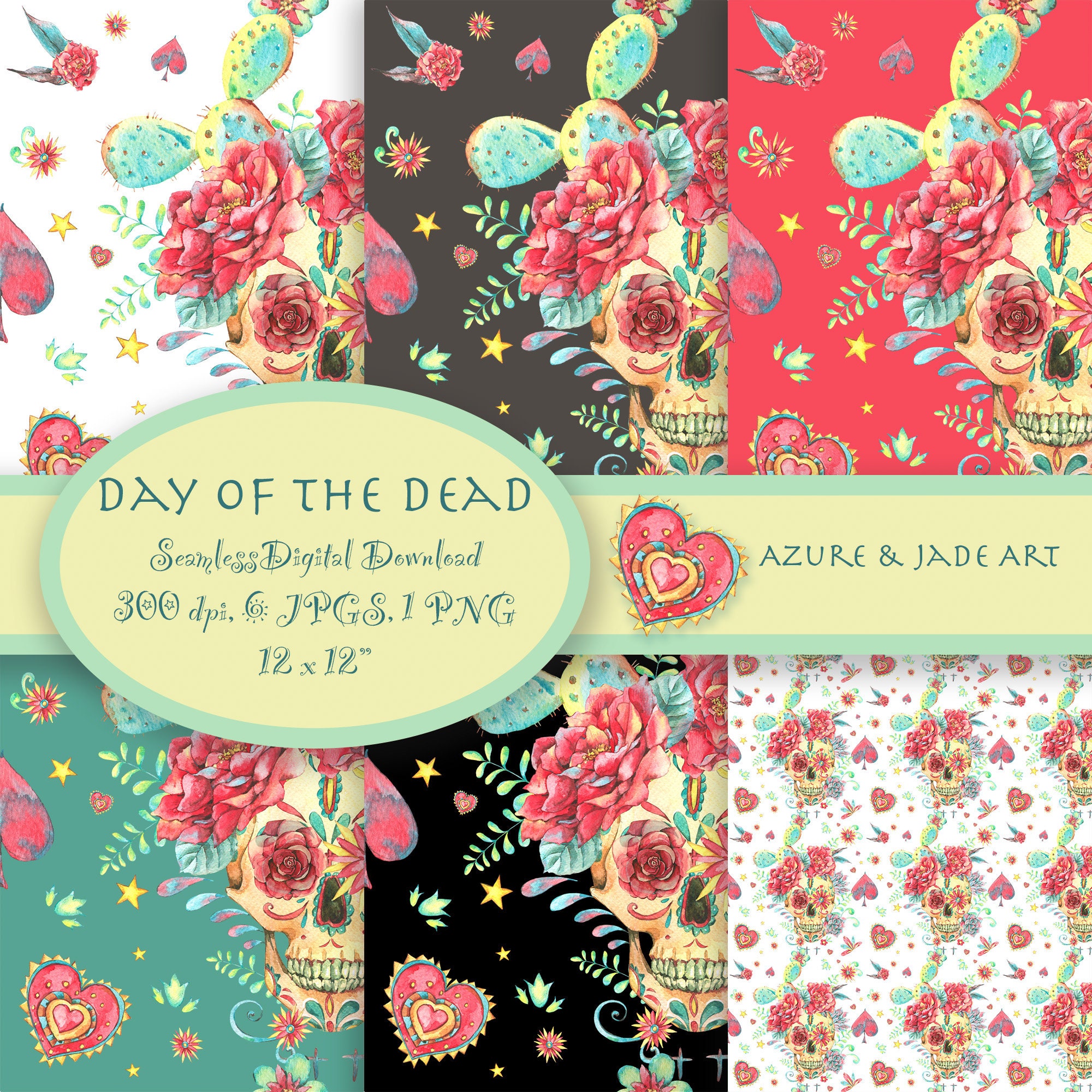 Sugar Skull Digital Set Day of the Dead Digital Download - Etsy