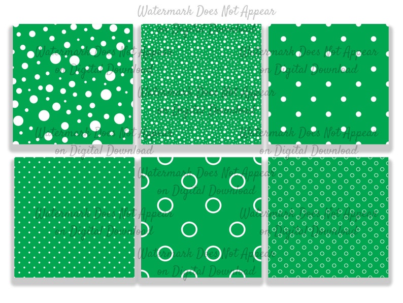 24 Green and White Polka Dot Patterns, Polka Dots Digital Paper, Green ...