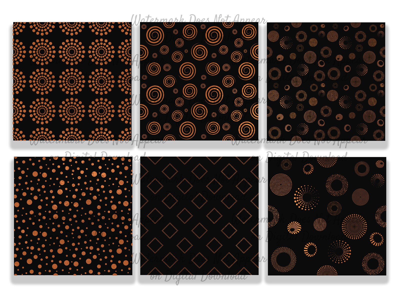 24 Copper Black Digital Paper, Copper Metallic, Seamless Metal Designs ...