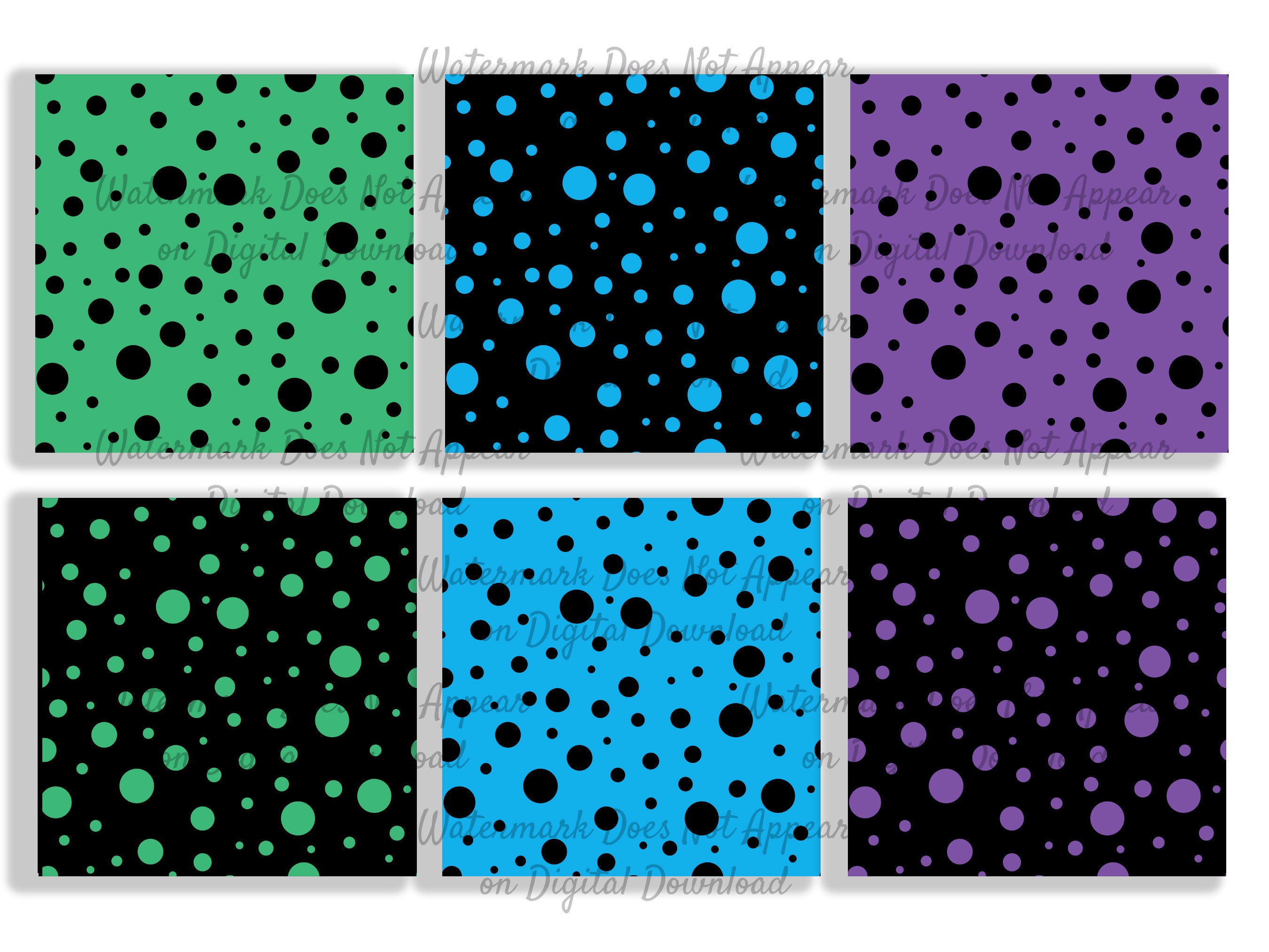Bright Colorful Dots Digital Set, 24 JPGS, Seamless, Birthday Party ...