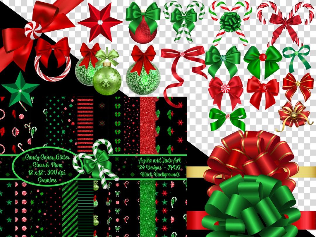 Holiday 21 Clip Art PNG and 24 JPG Digital Paper Set - Christmas Candy ...