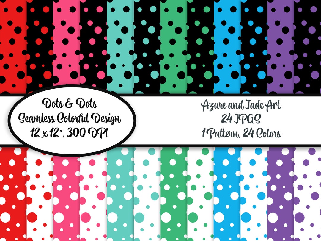 Bright Colorful Dots Digital Set, 24 JPGS, Seamless, Birthday Party ...
