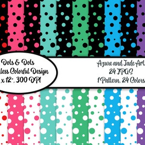 Bright Colorful Dots Digital Set, 24 JPGS, Seamless, Birthday Party ...