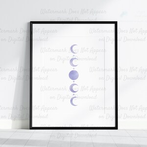Moon Phases Minimalist Print - Digital Download - Celestial Watercolor ...
