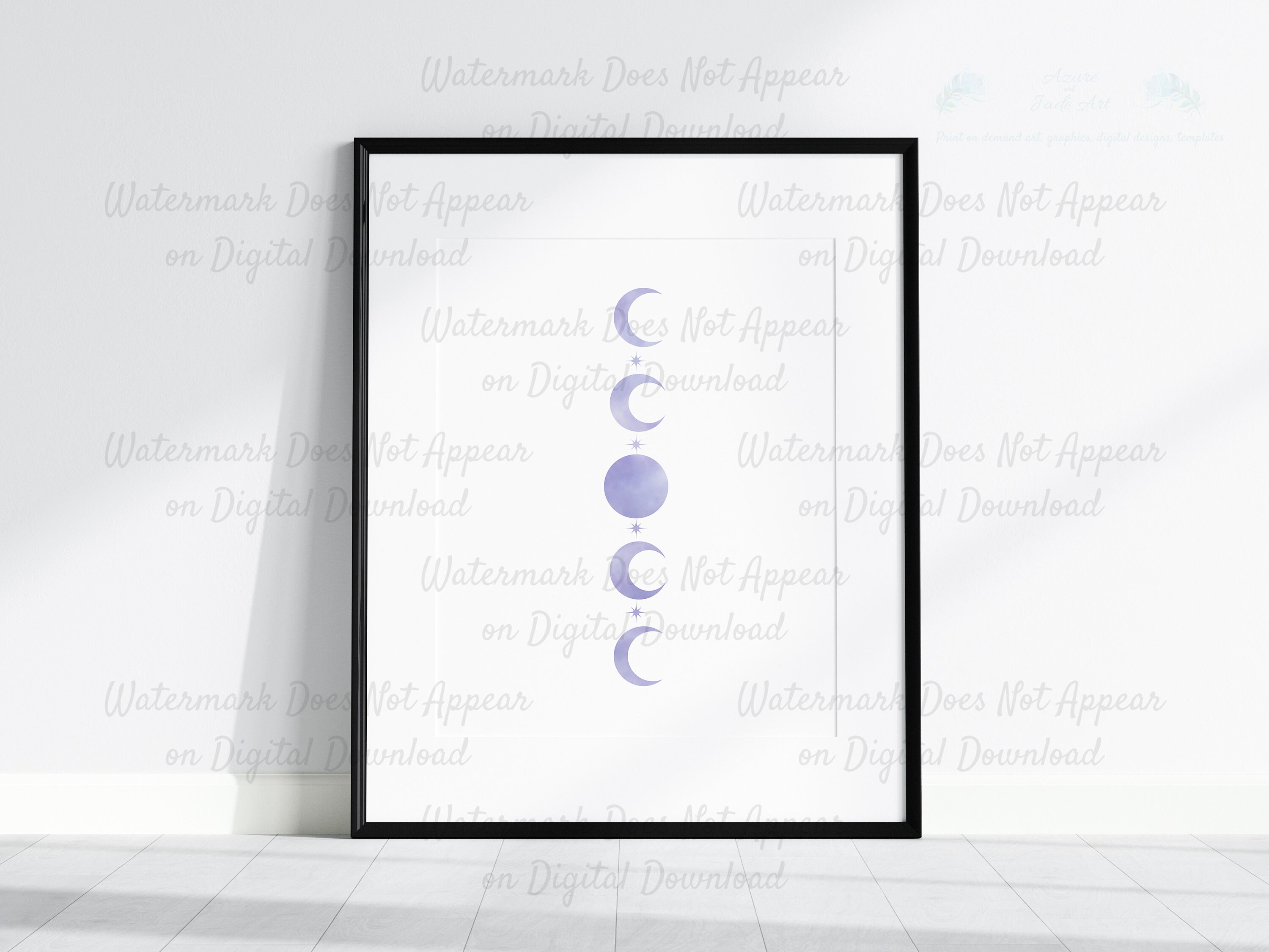 Moon Phases Minimalist Print - Digital Download - Celestial Watercolor ...