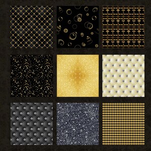 2024 New Years Clip Art Set | Glam Gold Black 20 Clips + 9 Seamless ...