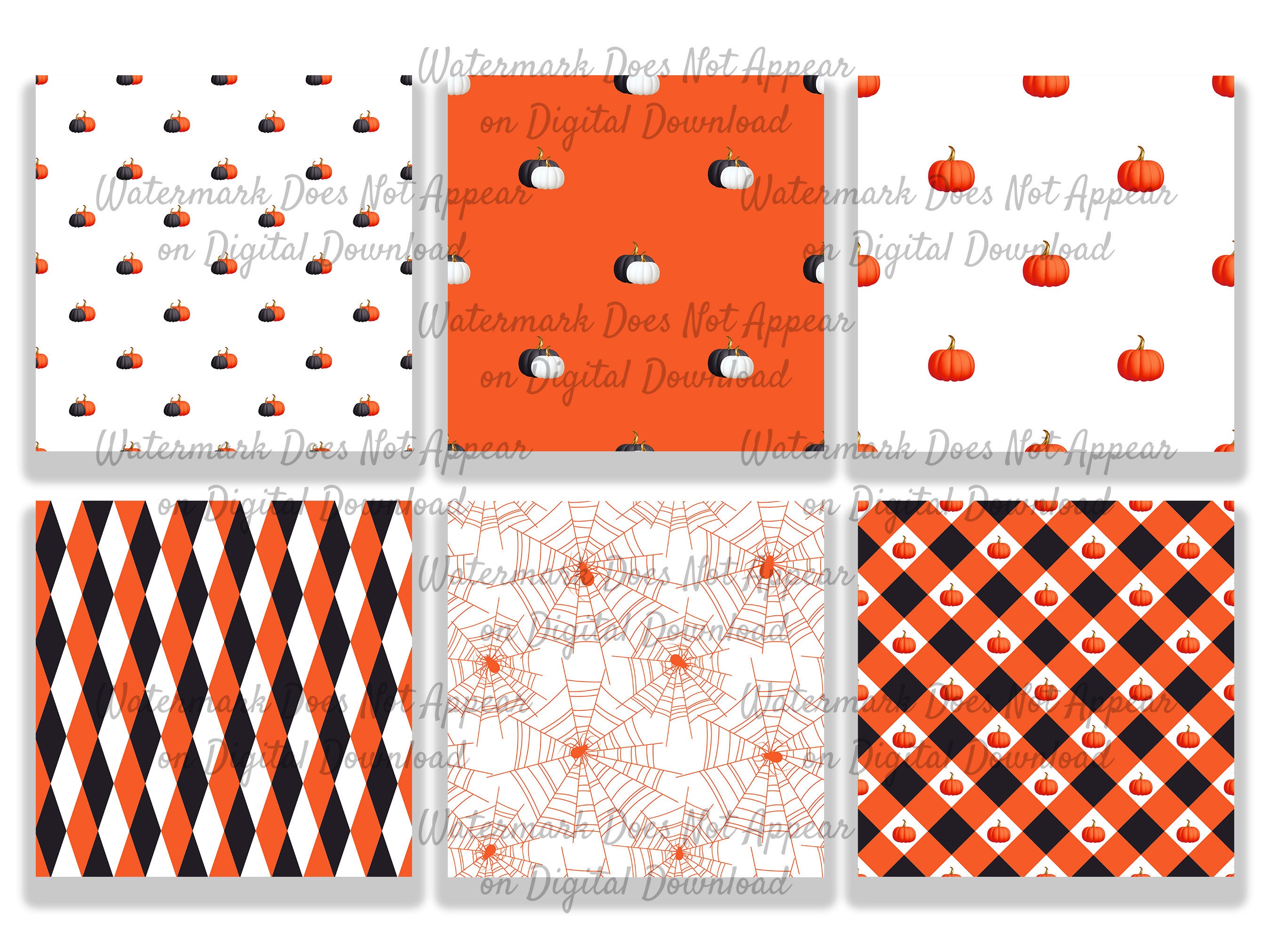 Orange & Black Halloween Digital Papers Pumpkins, Spider Webs Instant ...
