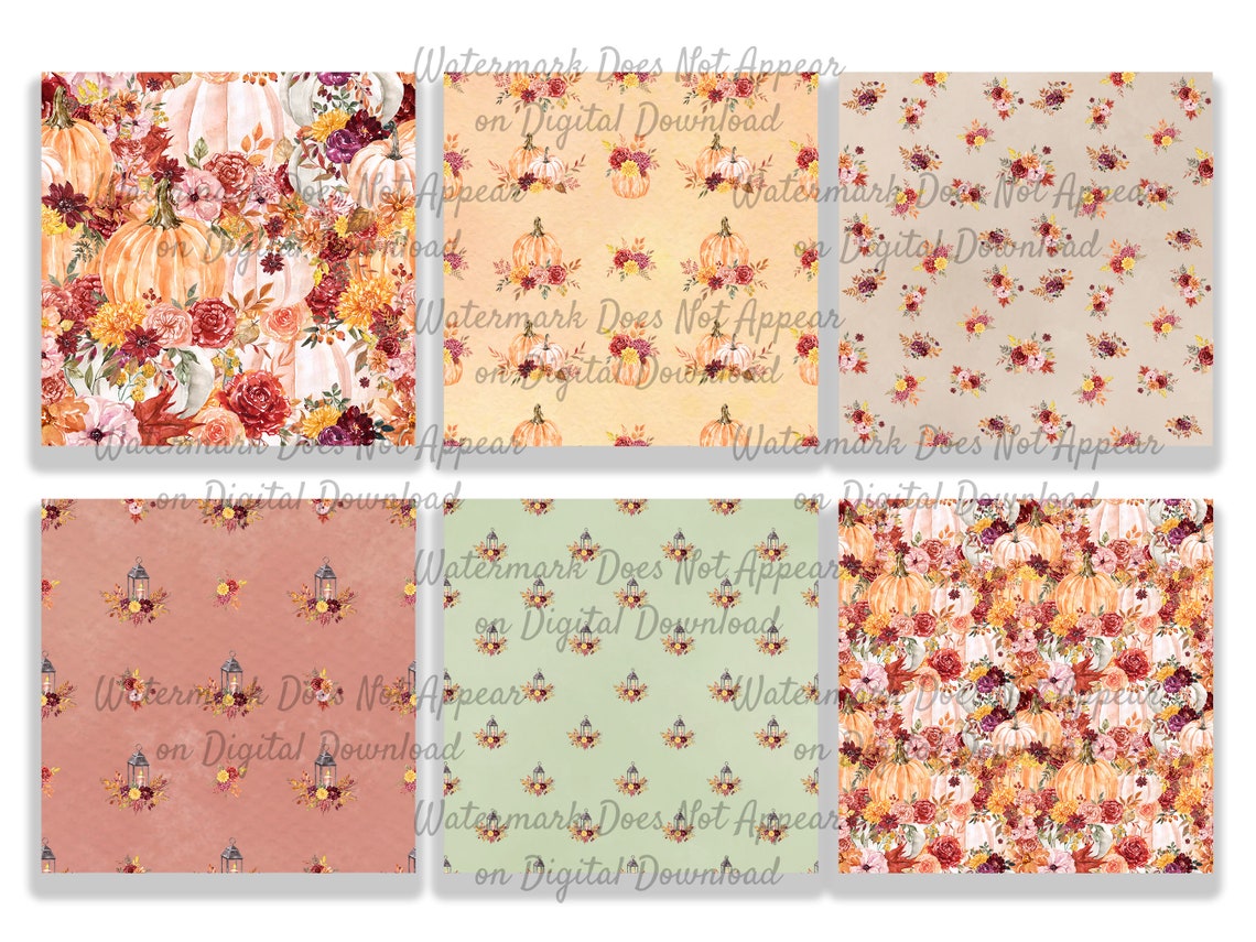 Fall Backgrounds & Pumpkin Designs | Digital Papers, Prints, Watercolor ...