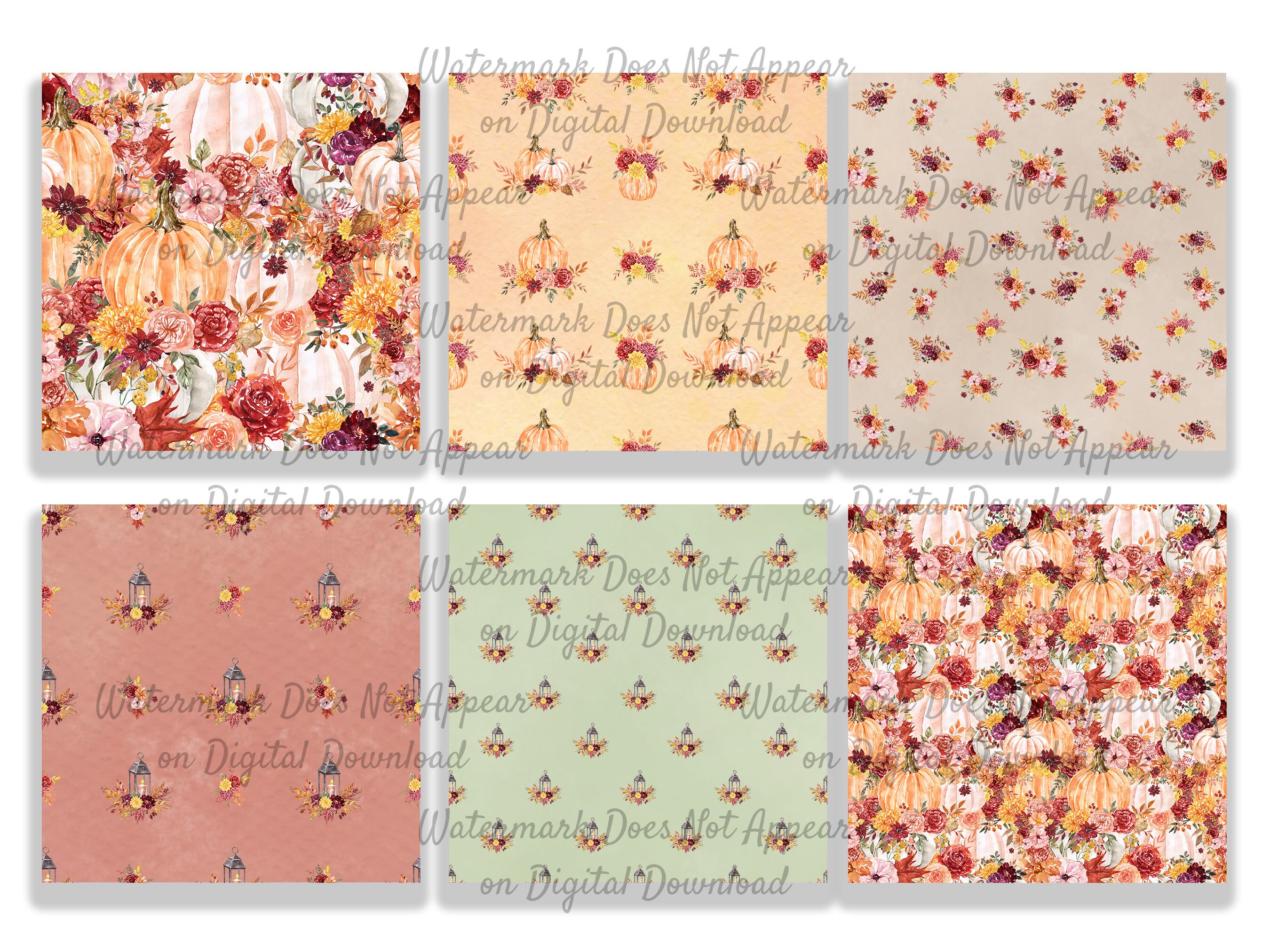 Fall Backgrounds & Pumpkin Designs | Digital Papers, Prints, Watercolor ...