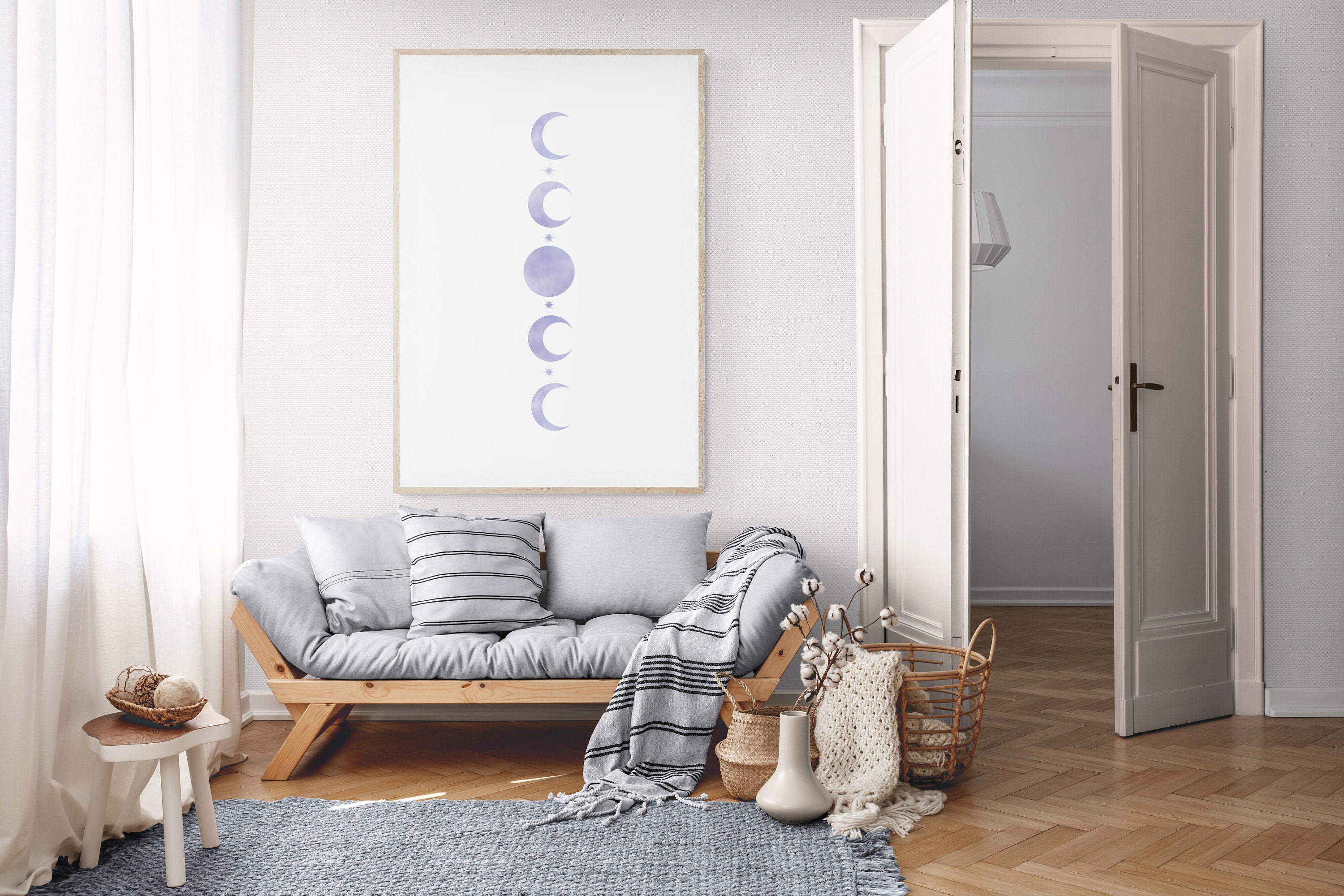 Moon Phases Minimalist Print - Digital Download - Celestial Watercolor ...