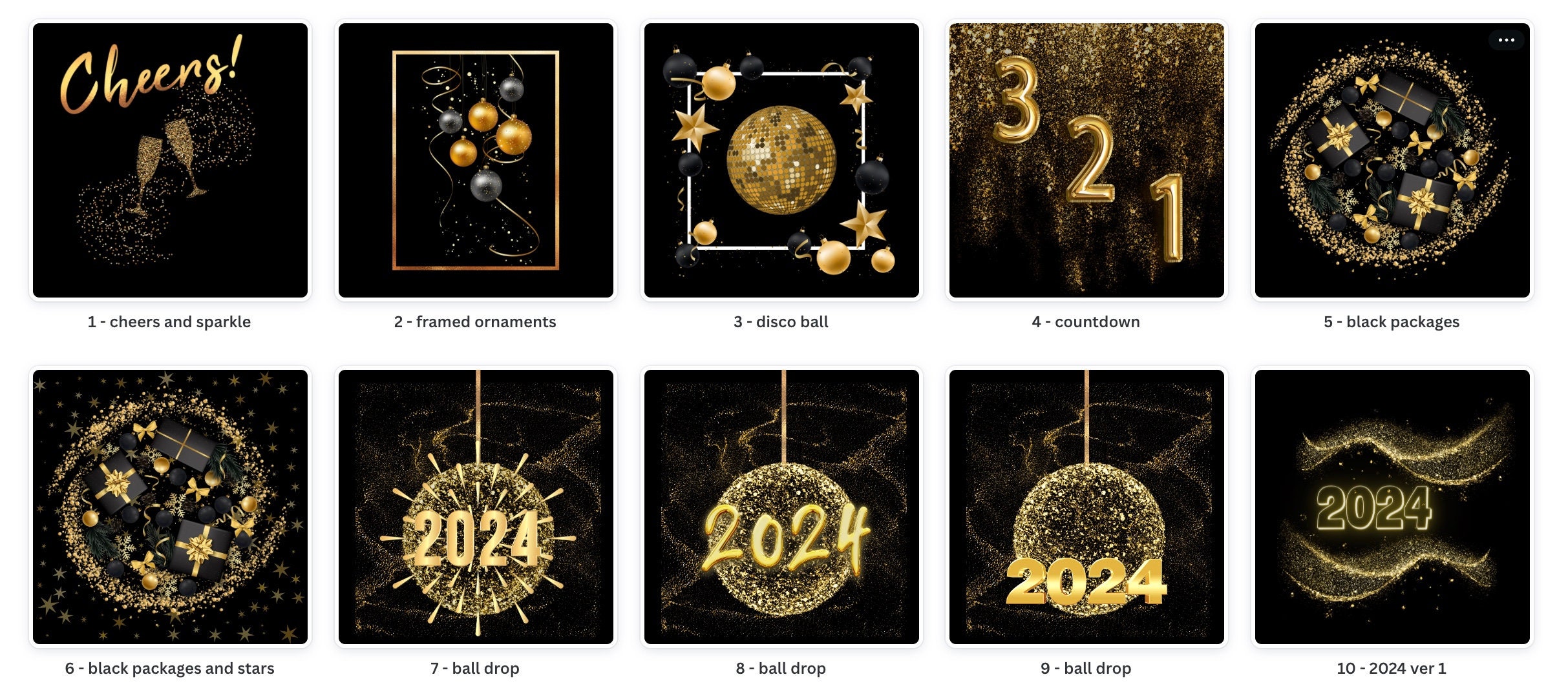 2024 New Years Clip Art Set | Glam Gold Black 20 Clips + 9 Seamless ...