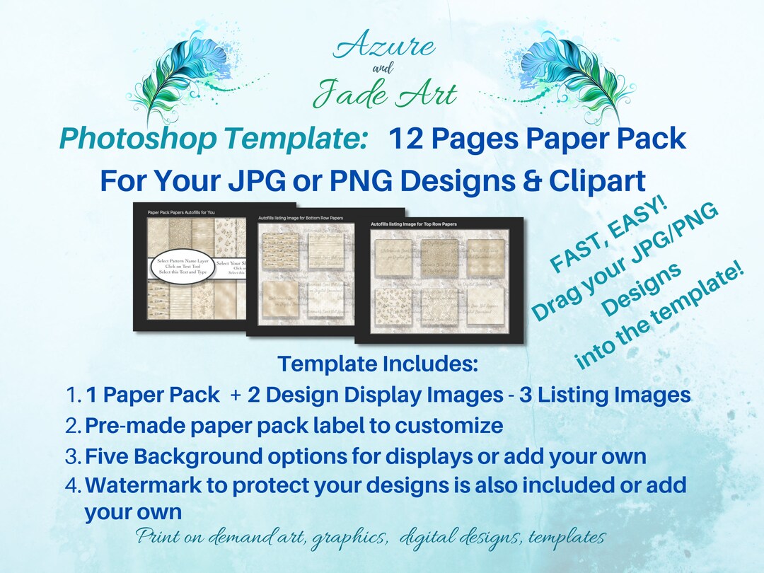 Digital Design Paper Pack Template, Adobe Photoshop Template Canva JPG ...