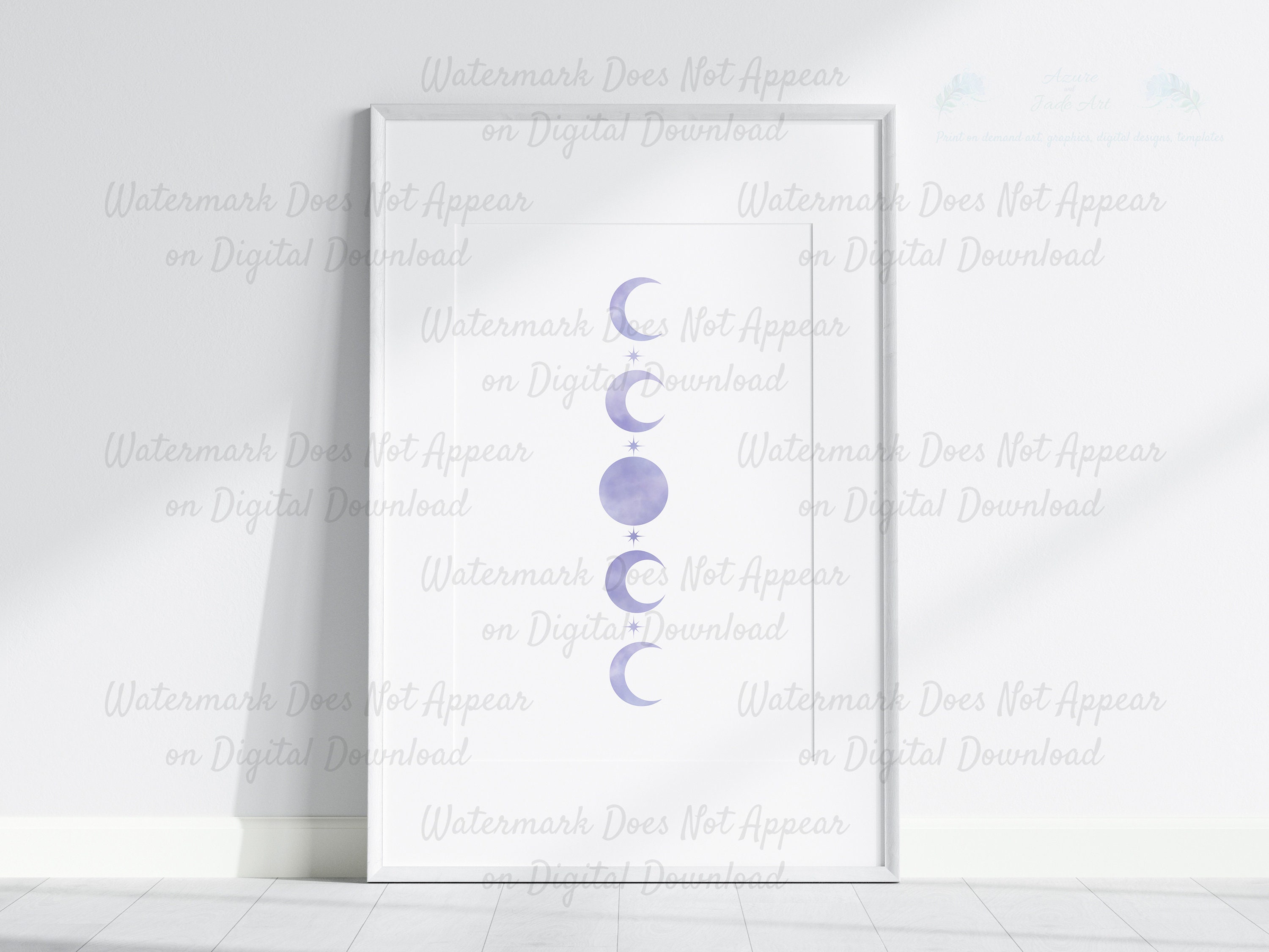 Moon Phases Minimalist Print - Digital Download - Celestial Watercolor ...