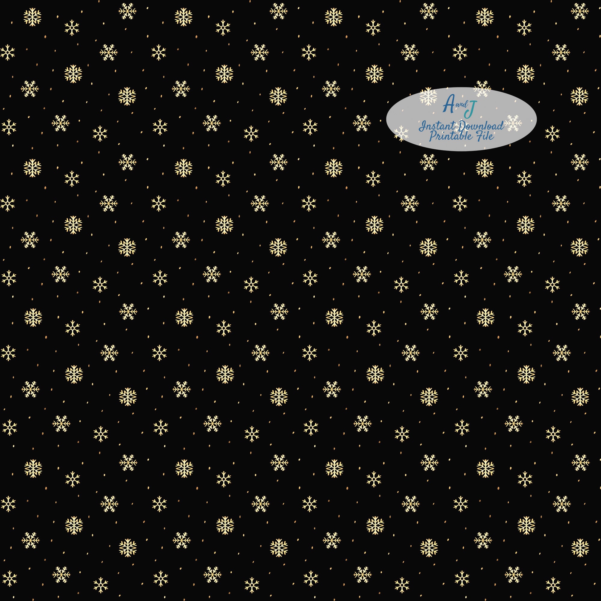 12 Gold and Black Holiday Paper Set, Seamless Christmas Pattern ...