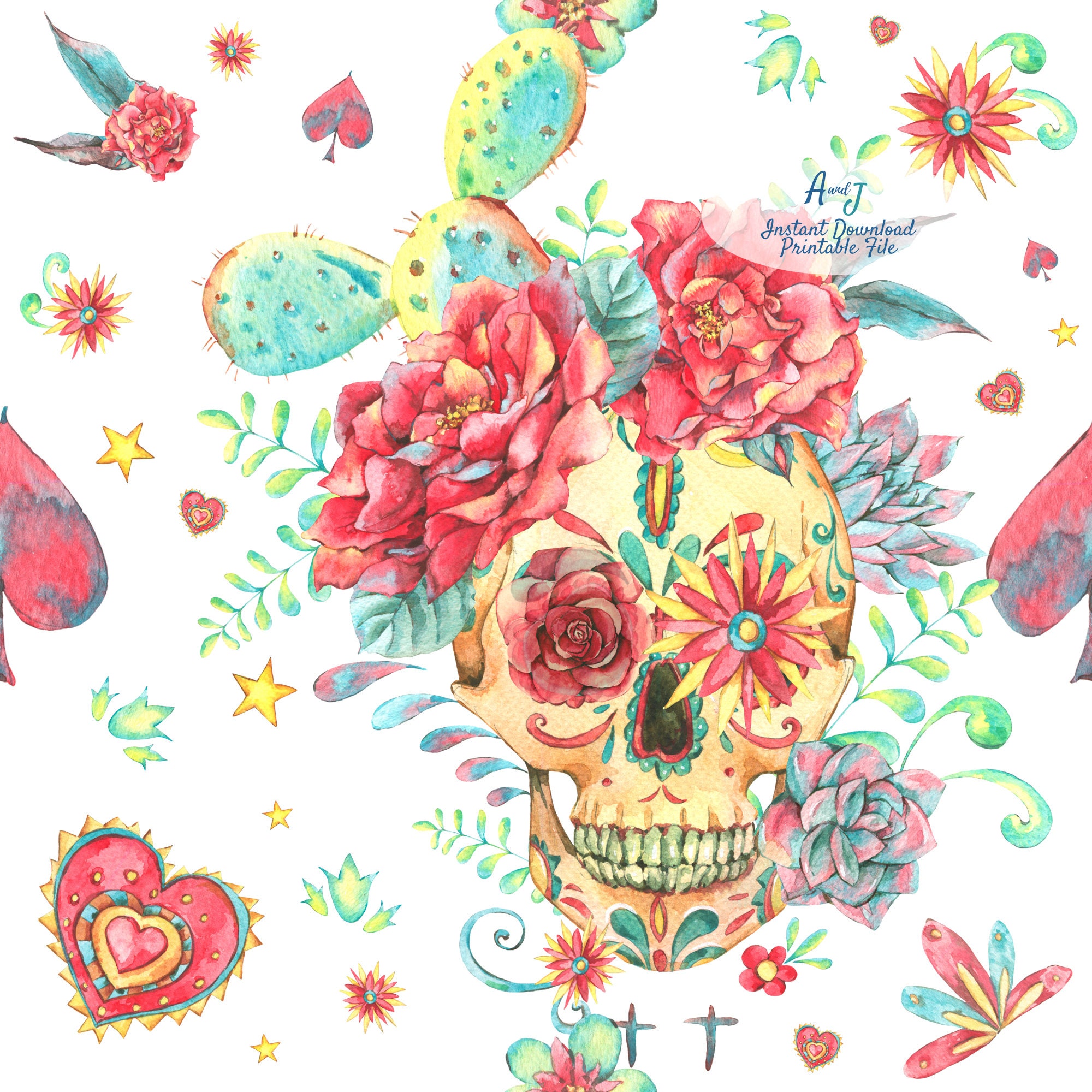 Sugar Skull Digital Set Day of the Dead Digital Download - Etsy