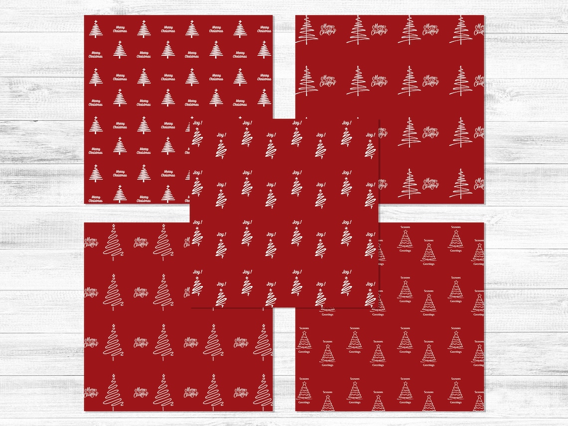 Holiday Red Digital Papers, 20 JPGS, Seamless Christmas Trees, Seasons ...