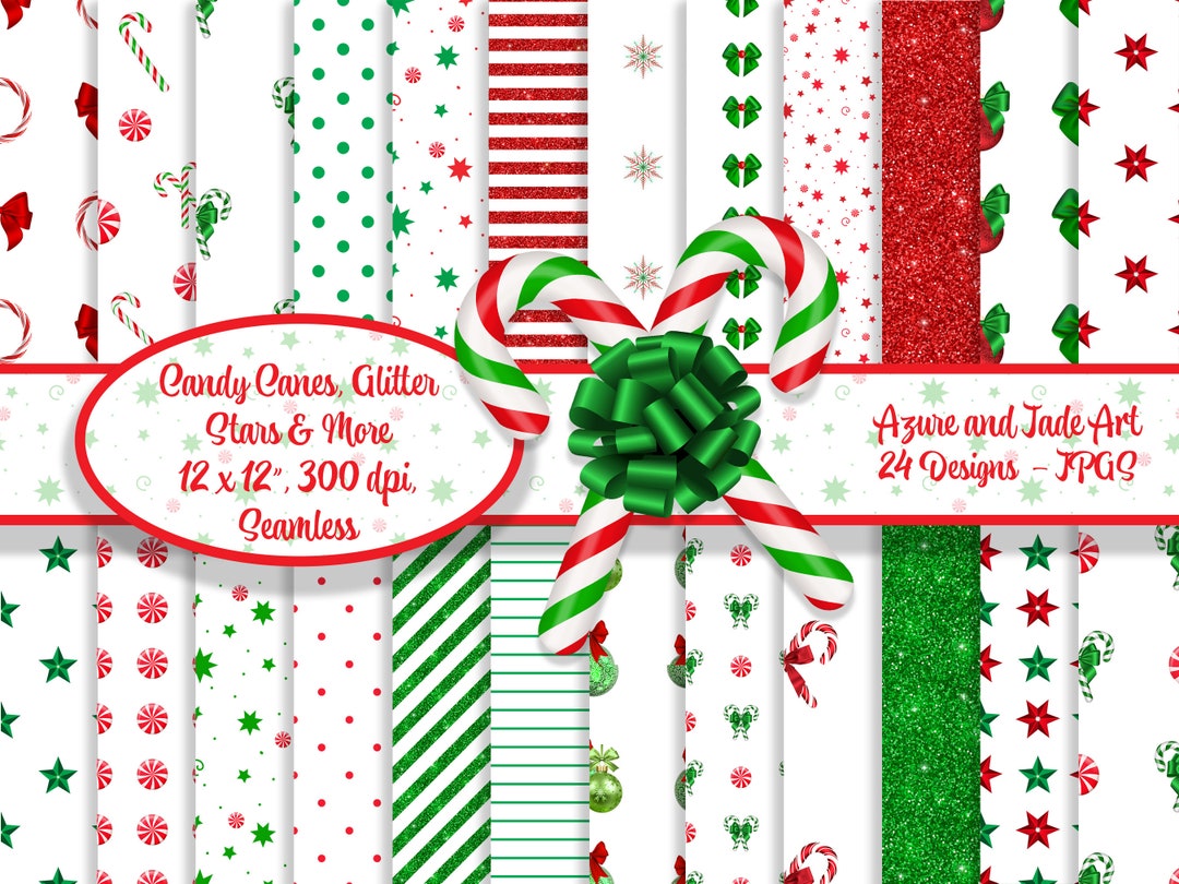 24-pack Christmas Digital Paper Set - Festive Red, Green, and White ...