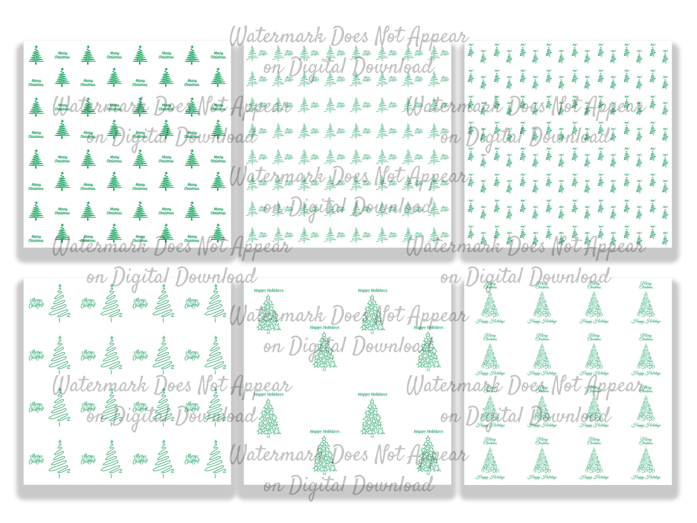 24 Christmas Tree Digital Papers, Red White Christmas Commercial Use ...