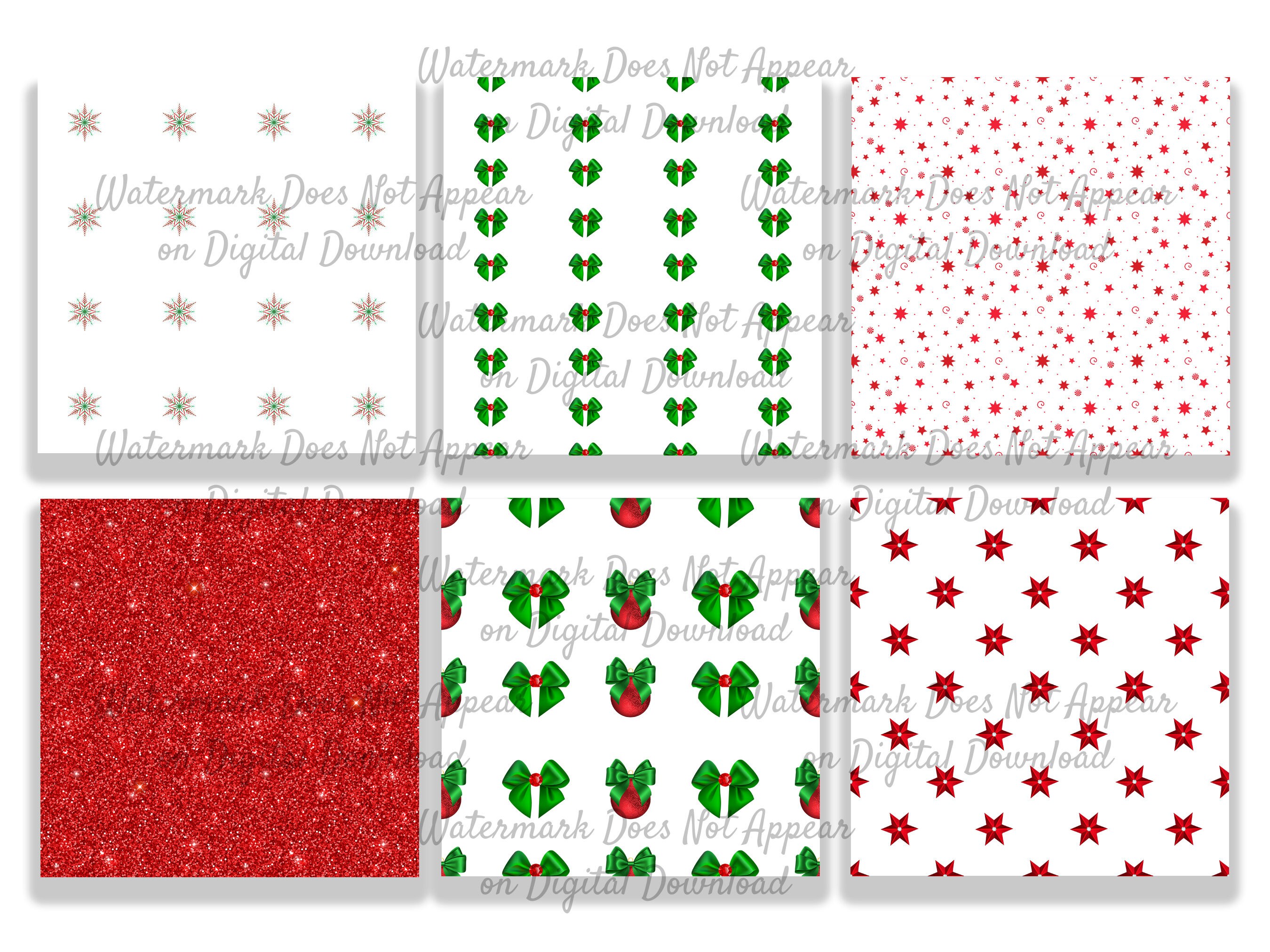 24-pack Christmas Digital Paper Set - Festive Red, Green, and White ...