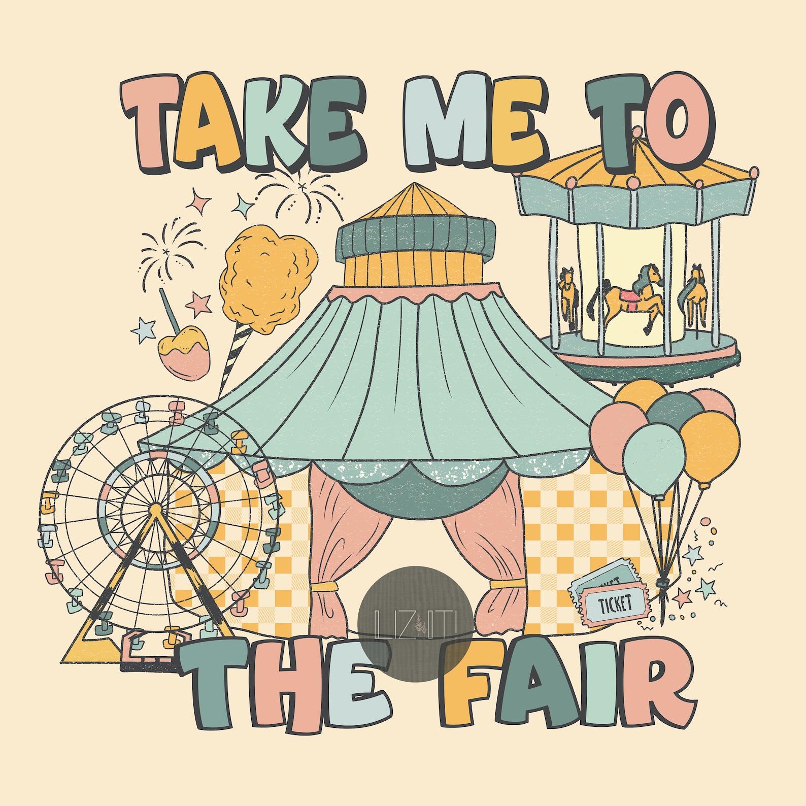Take Me to the Fair- PNG T Shirt Design, Trendy, Carnival, Muted Pastel ...