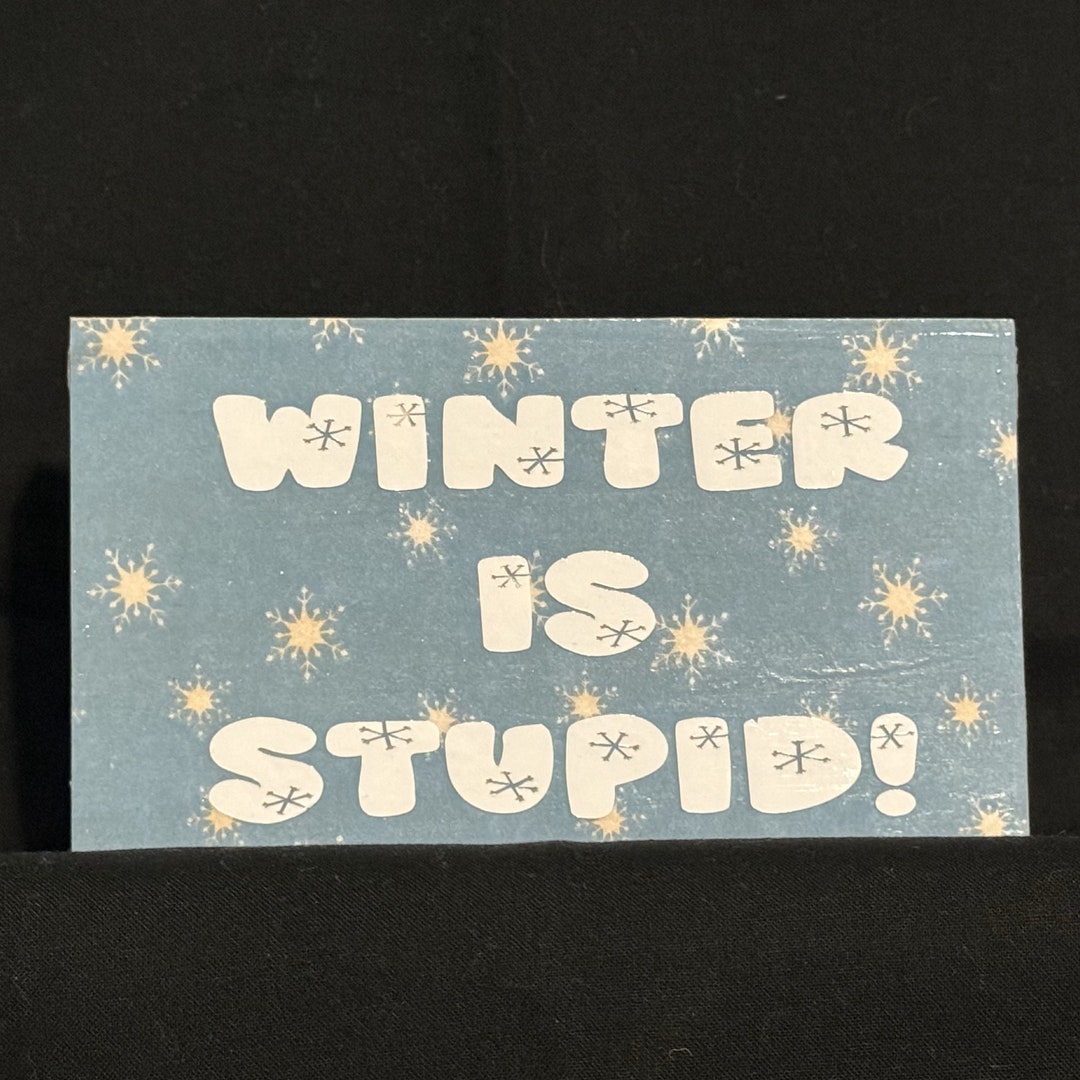 Winter is Stupid funny Sign Desk Sign Gag Gift Christmas Decor Holiday ...