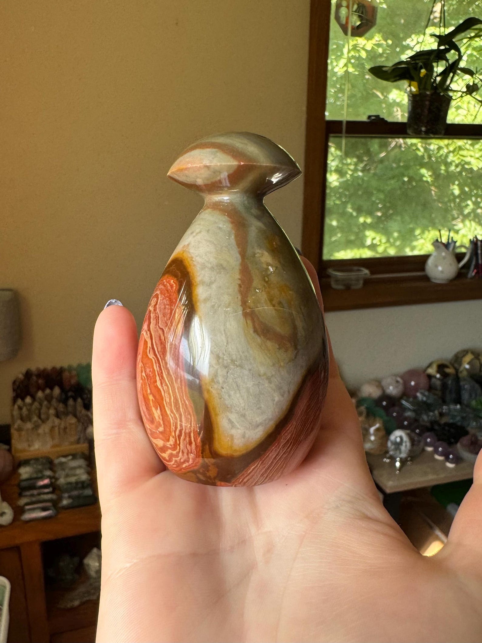 Crystal Mushroom Carvings, Orca Agate Mushroom, Polychrome Jasper ...