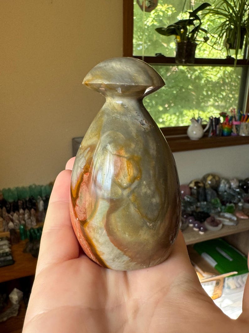 Crystal Mushroom Carvings, Orca Agate Mushroom, Polychrome Jasper ...