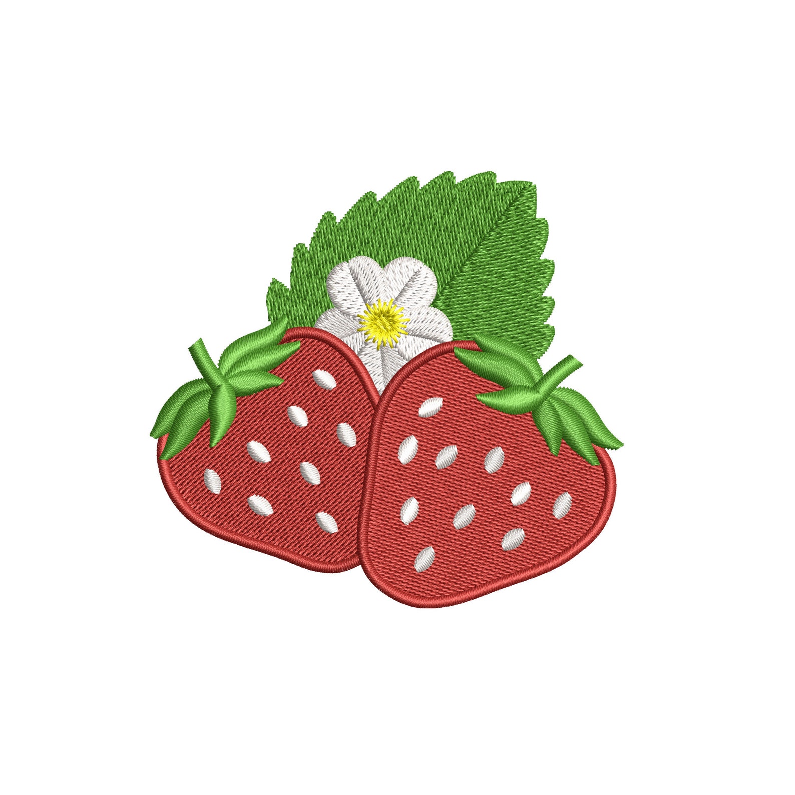 Strawberries Embroidery Design, Red Strawberry With Leaf Machine ...