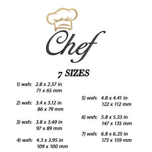 Chef Embroidery Design, Kitchen Chef Hat Machine Embroidery File ...