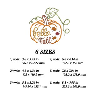 Fall Pumpkin Embroidery Design, Hello Fall Pumpkin With Leaf Machine ...