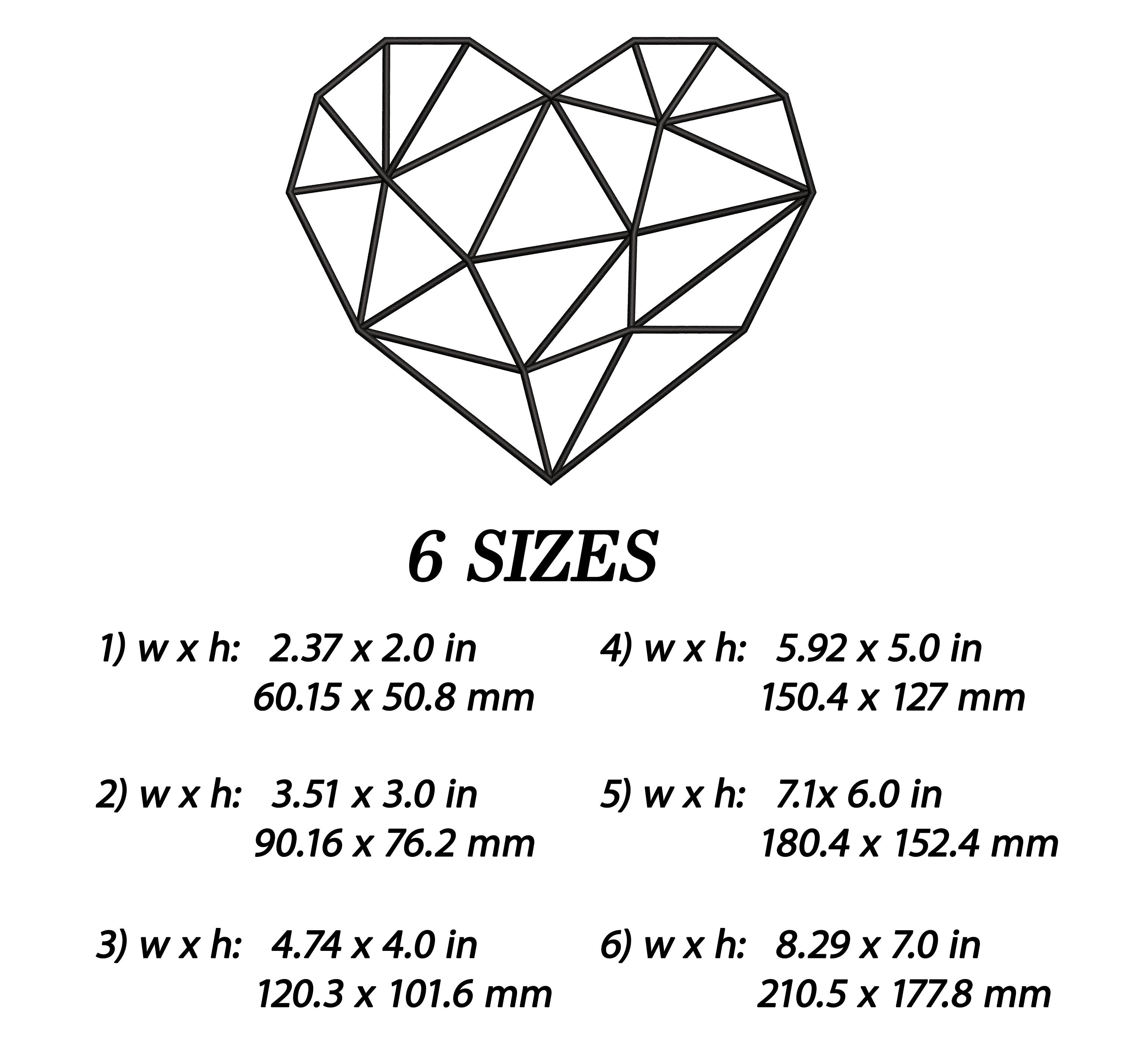 Geometric Heart Embroidery Design, Modern Line Art Embroidery File, 6 ...