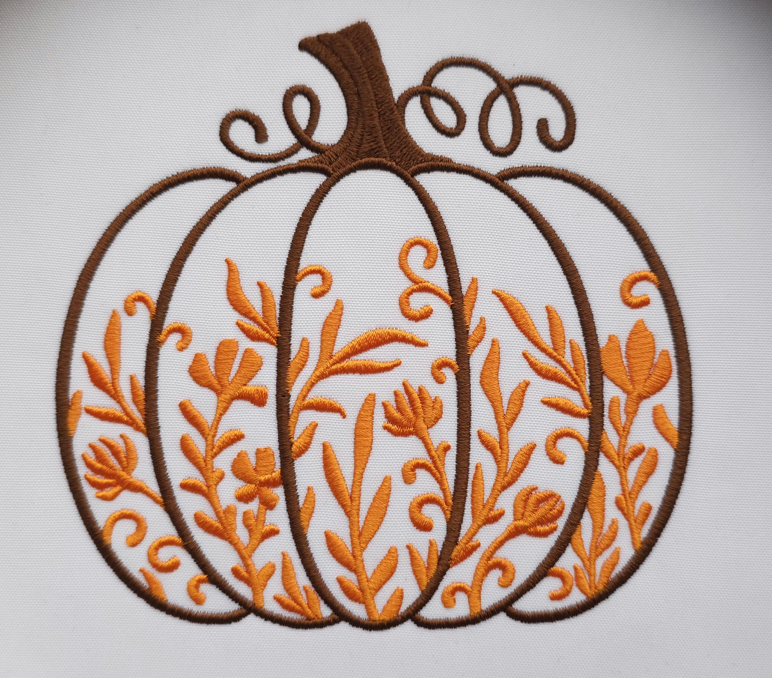 Floral Pumpkin Machine Embroidery Design, Autumn Vegetable Embroidery ...