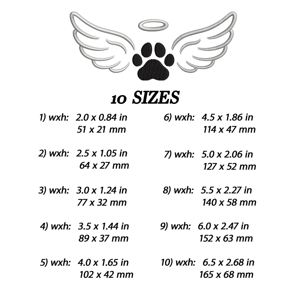 Paw Print Angel Wings Embroidery Design, Pet Memorial, Instant Download ...