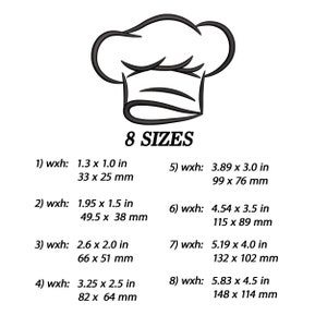 Chef Hat Embroidery Design, Kitchen Cooking Outline Machine Embroidery ...