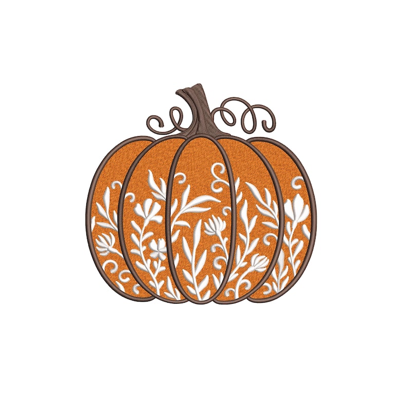 Floral Pumpkin Machine Embroidery Design, Fall Autumn Embroidery ...