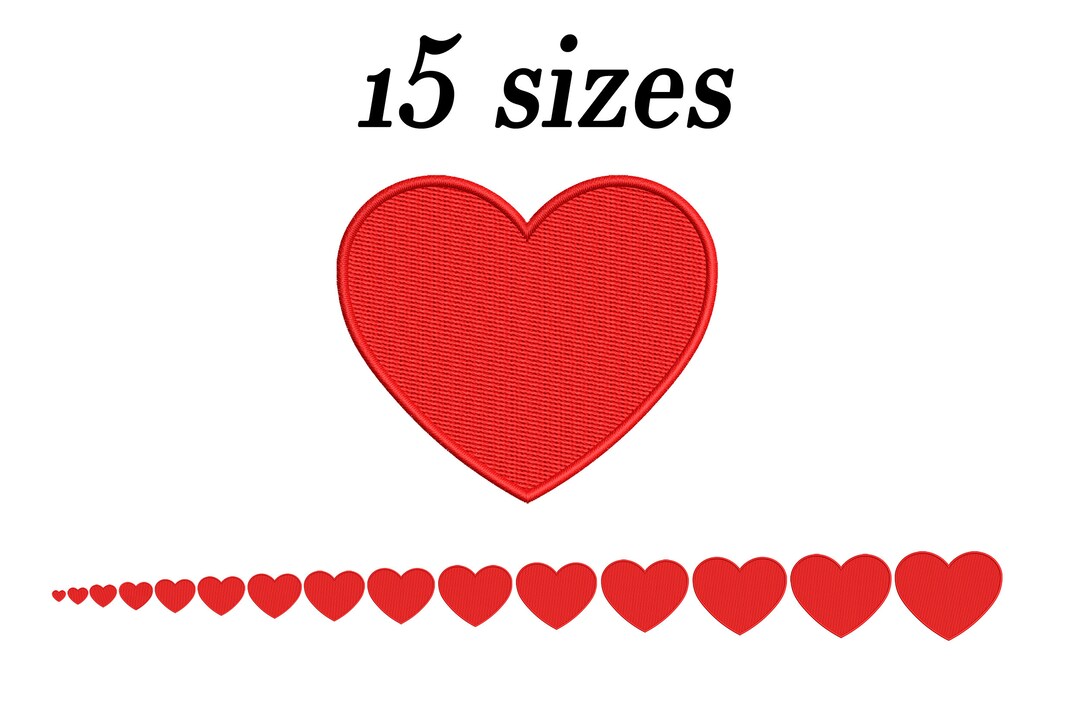 Red Heart Shape Embroidery Design, Full Fill Stitch Love Valentines Day ...