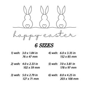 Easter Bunny Embroidery Design, Happy Three Bunnies Outline Machine ...