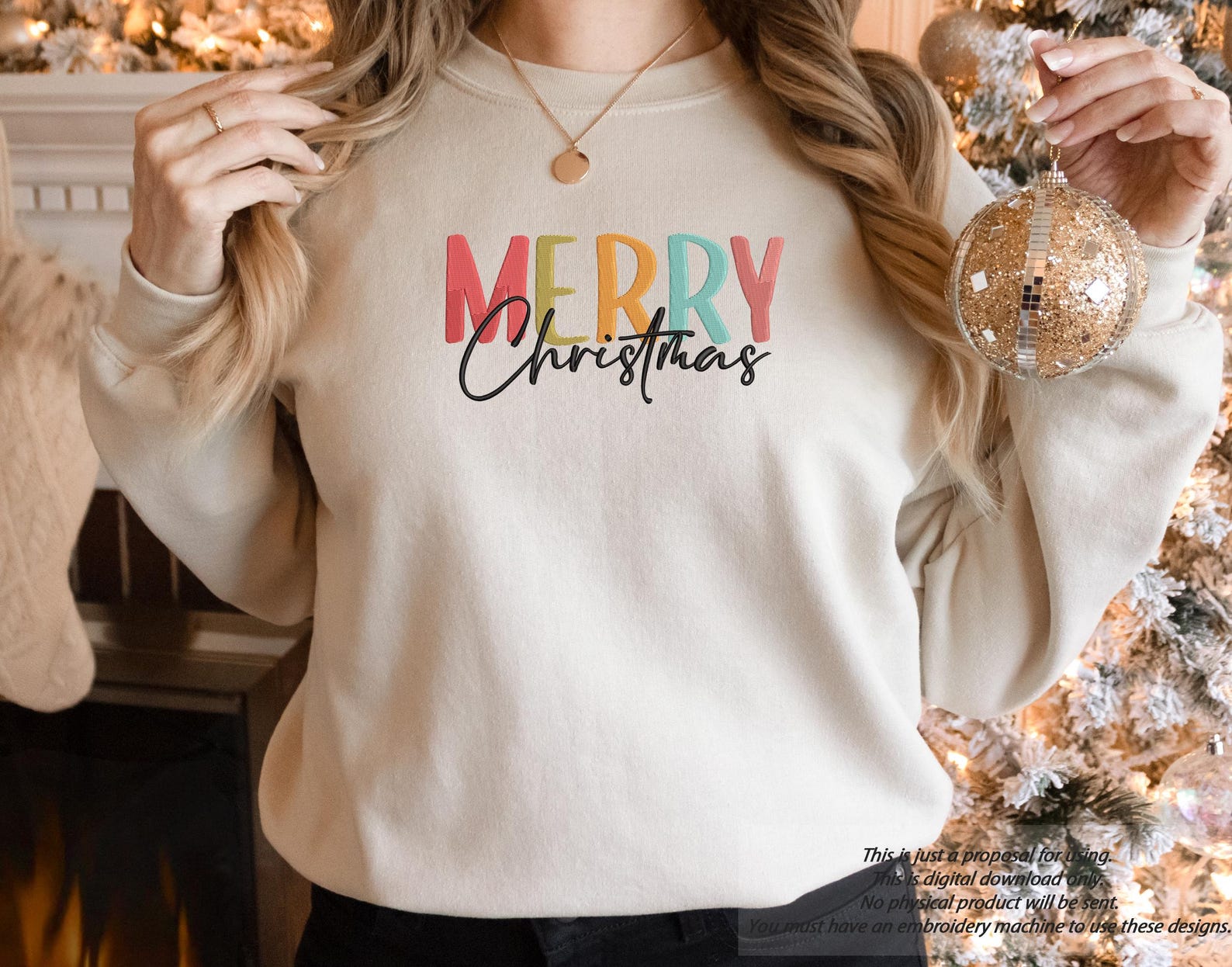 Merry Christmas Machine Embroidery Design, Xmas Holiday Embroidery File ...