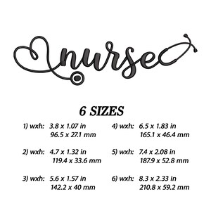 Nurse Stethoscope Heart Embroidery Design, Embroidery File, 6 Sizes - Etsy
