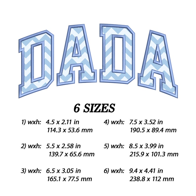 Dada Applique Embroidery Design, Arched Father Outline, 6 Sizes ...