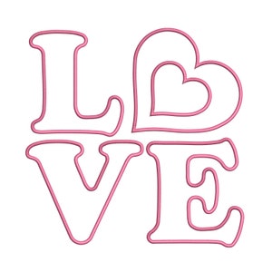 Love Lettering Outline Embroidery Design Happy Valentine, 6 Sizes - Etsy