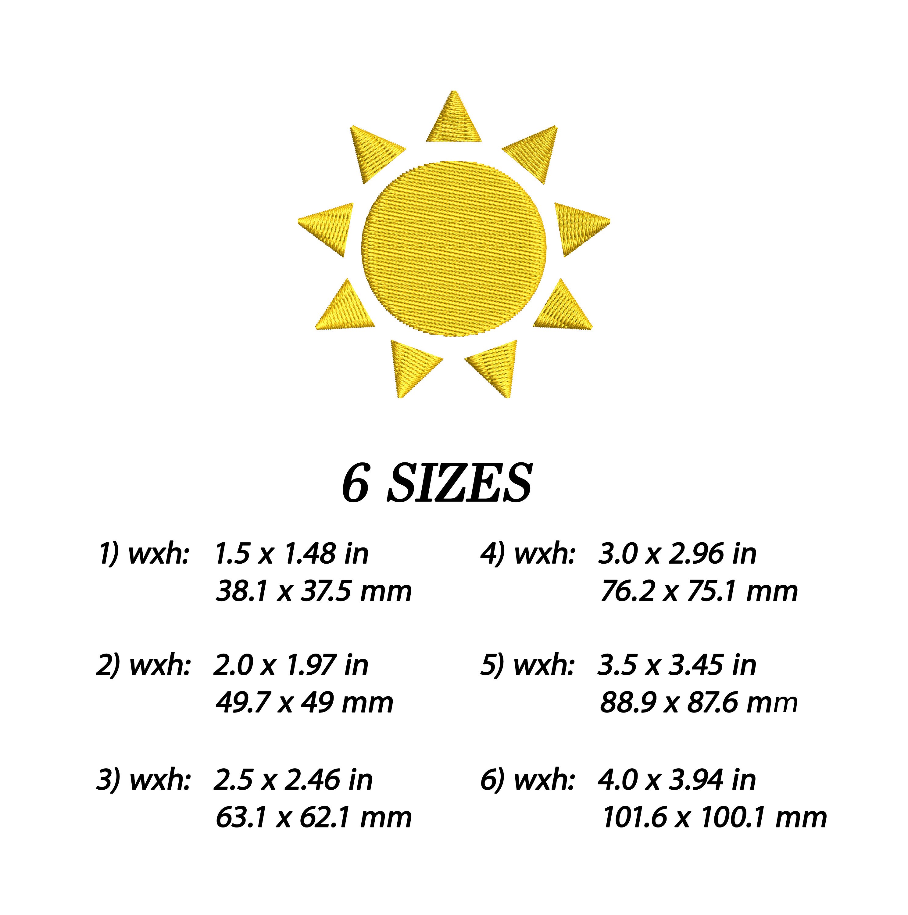 Sun Embroidery Design Mini Sun Icon Summer Sunlight Machine - Etsy