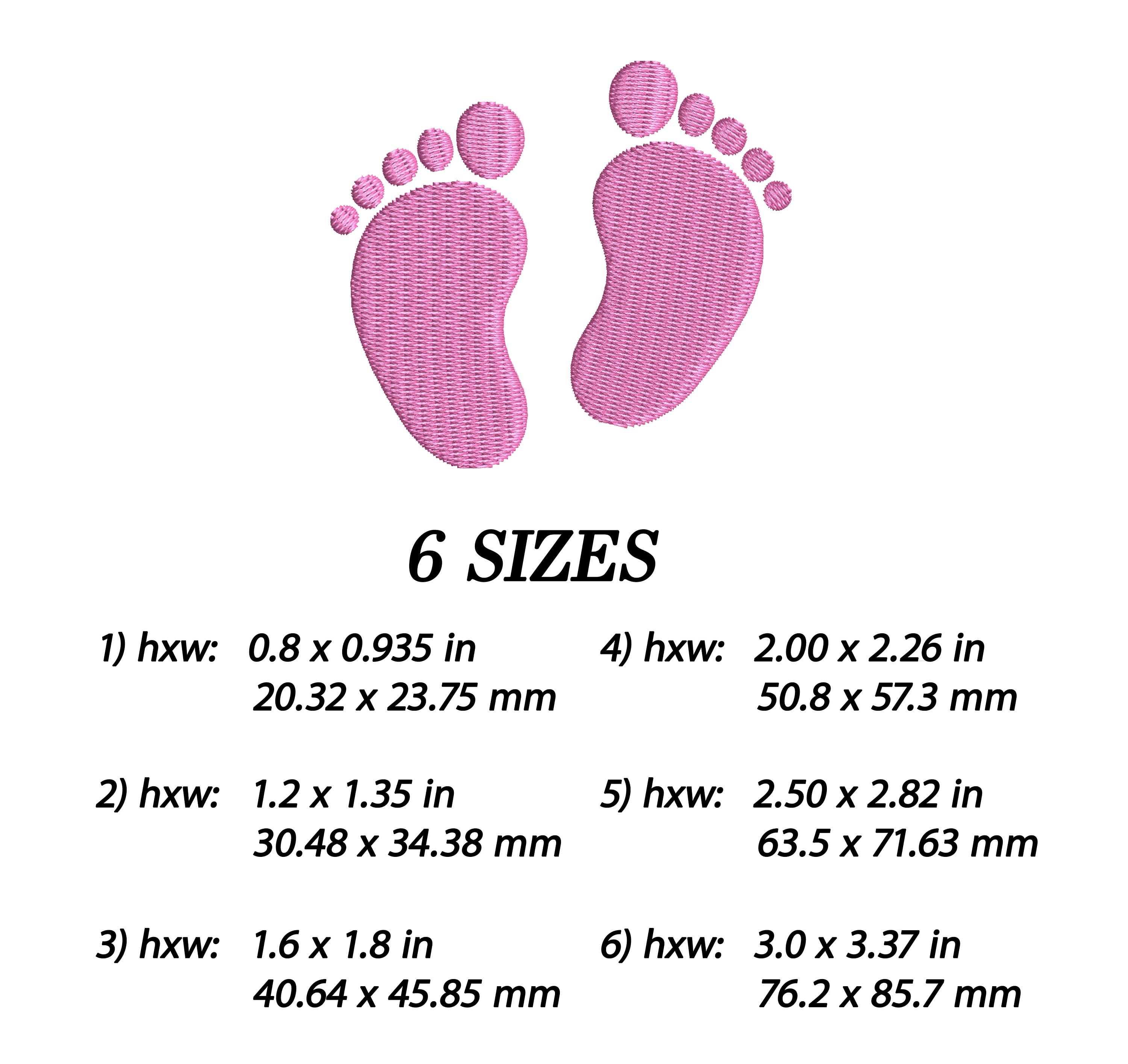 Baby Footprint Embroidery Design, Mini Footprint, 6 Sizes, Digital ...