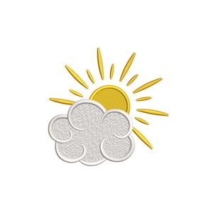 Sun Embroidery Design, Sun With Cloud Machine Embroidery File, 6 Sizes ...